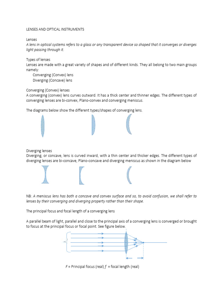 Lenses and Optical Instruments Explained | PDF | Eye | Camera