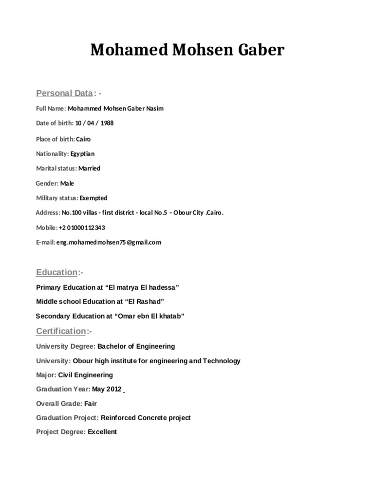 eng Mohamed mohsen cv (1) | PDF | Software | Computing