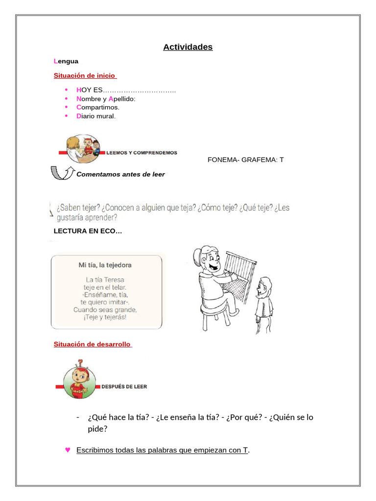 Actividades de La Letra T | PDF