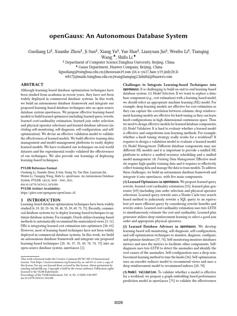 2021 - vldb21-opengauss | PDF | Databases | Database Index