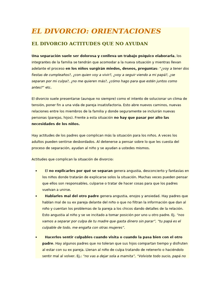 Cómo manejar el divorcio con niños | PDF | Agresión | Divorcio