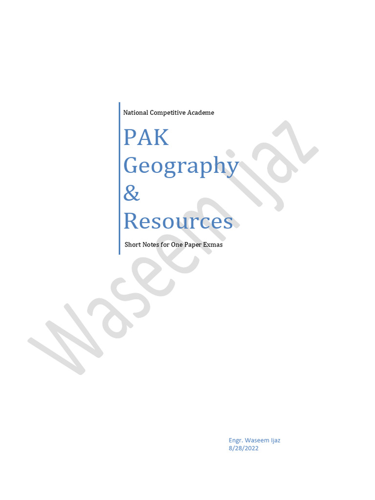 GK ... Pak Geogrpahy and Resources | PDF | Pakistan | Indus River