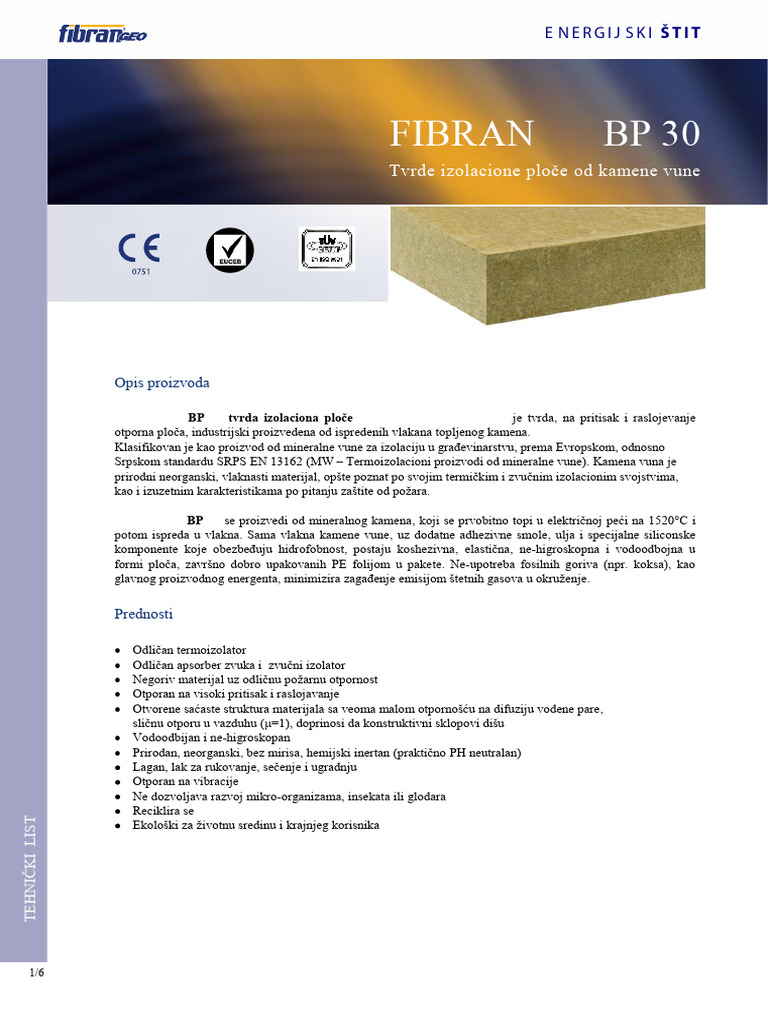 Kamena Vuna FIBRANgeo BP 30 | PDF