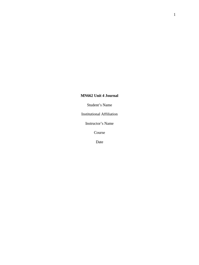 MN662 Unit 4 Journal 2.1.edited | PDF | Anxiety | Mental Health