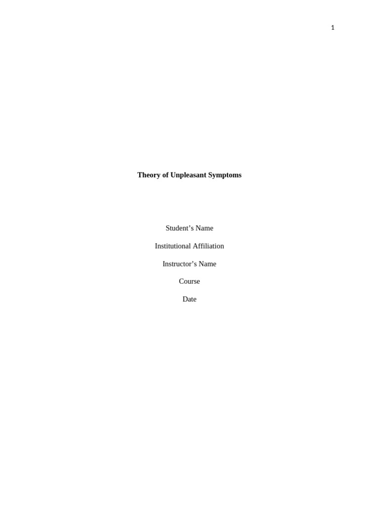 Theory of Unpleasant Symptoms - Edited | PDF | Experience | Caregiver