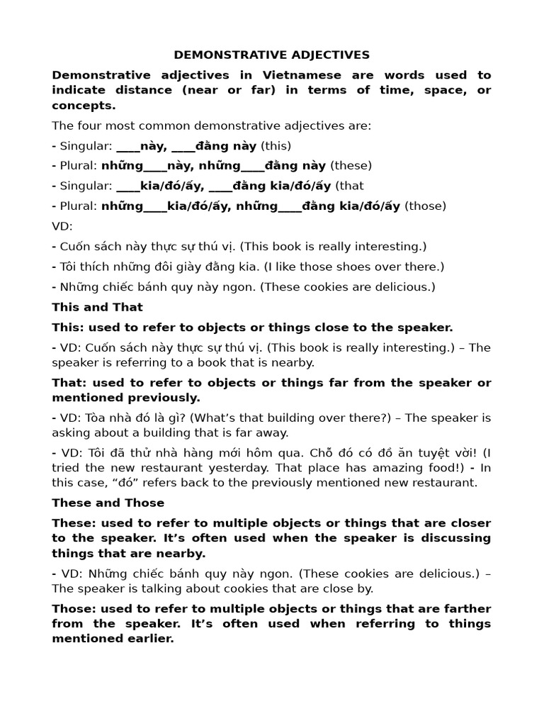 Demonstrative Adjectives | PDF | Language Mechanics | Syntax