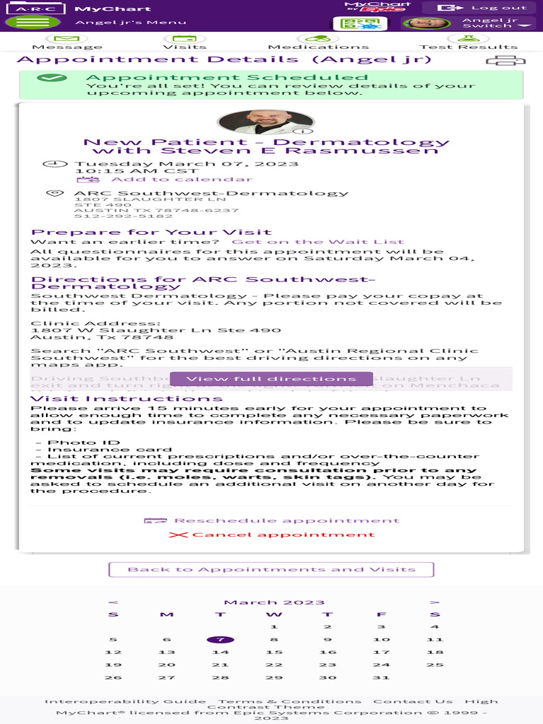 MyChart - Appointment Details | PDF | Medicine | Health Care