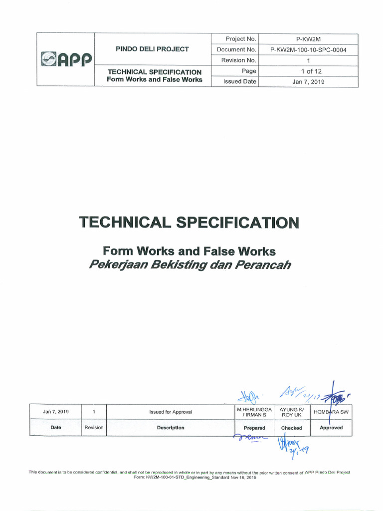 P-KW2M-100-10-SPC-0004 - 1 FORM&FALSE WORK（模板及脚手架） | PDF