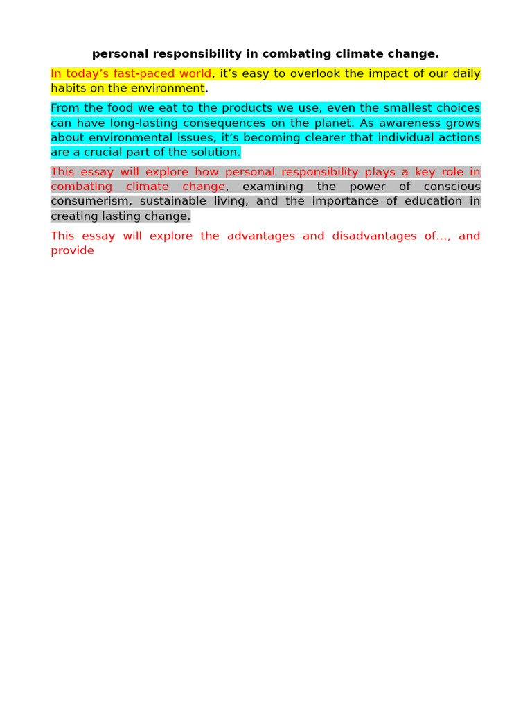 Personal Impact on Climate Change | PDF