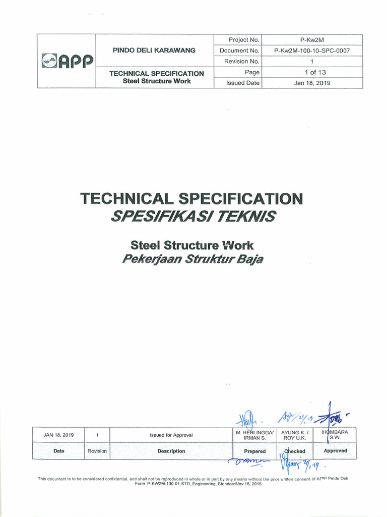 P-KW2M-100-10-SPC-0007_1 STEEL STR WORK（钢结构） | PDF