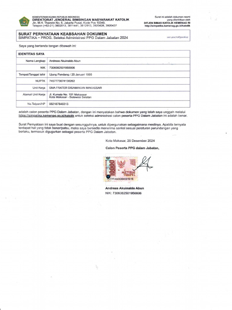 Surat Keabsahan | PDF