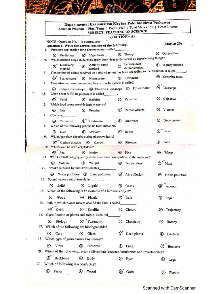 Paper - Science - PST 2020-21 | PDF
