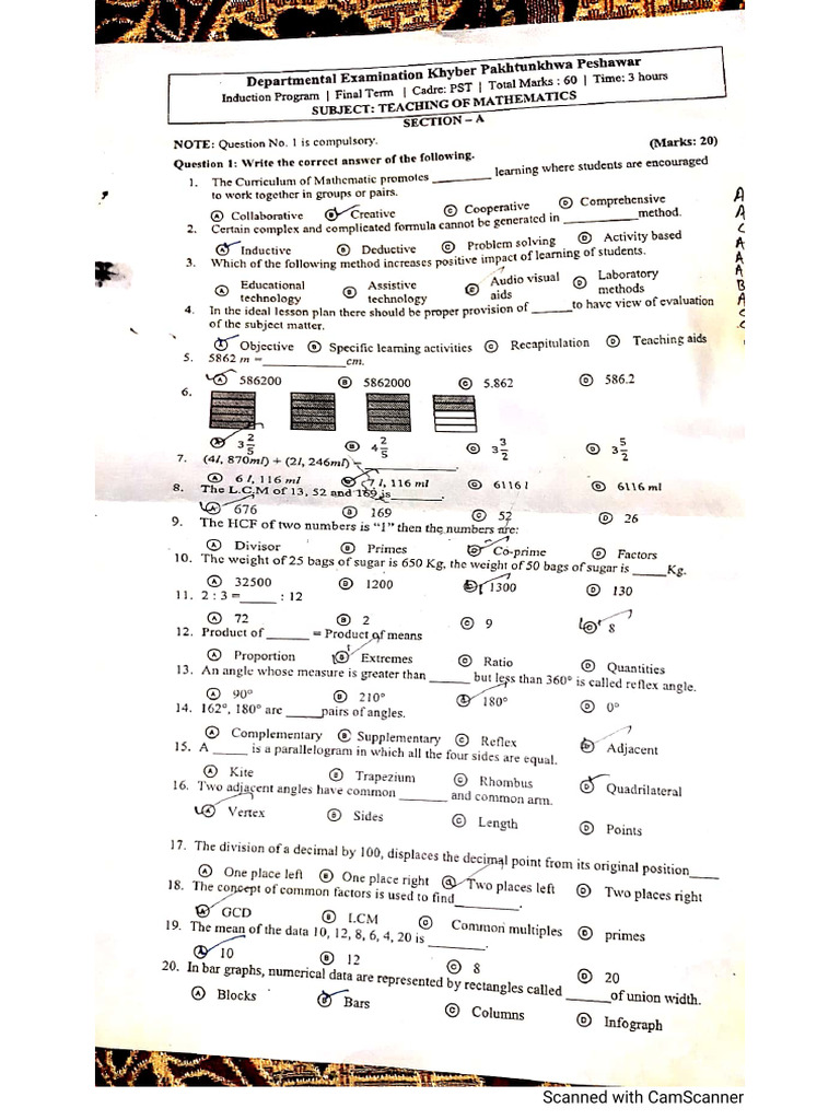 Paper - Math - PST 2020-21 | PDF