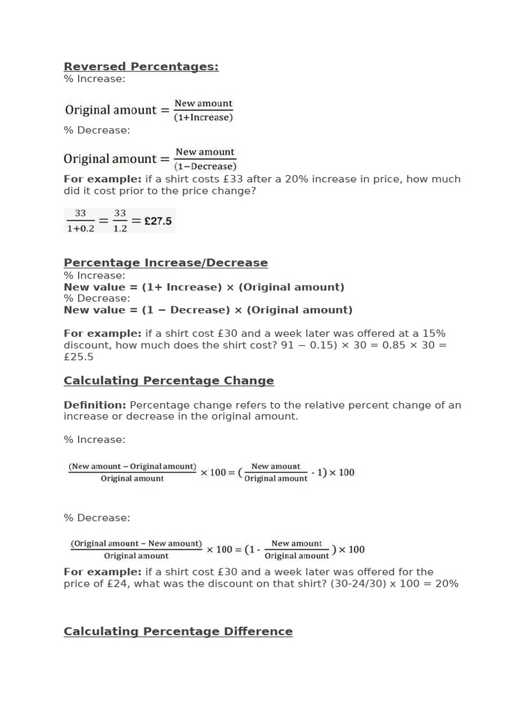 Reversed Percentages | PDF