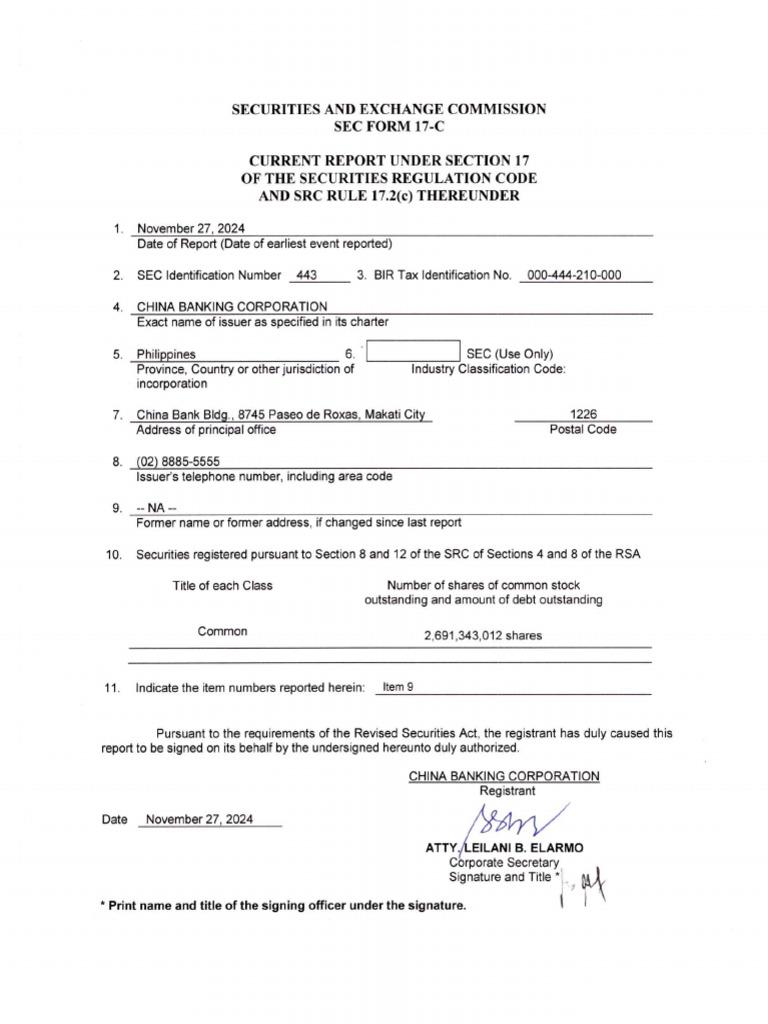Chinabank Total Assets as of Sept 2024 | PDF | Equity (Finance ...