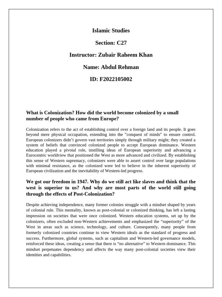 Islamic studies assignment | PDF