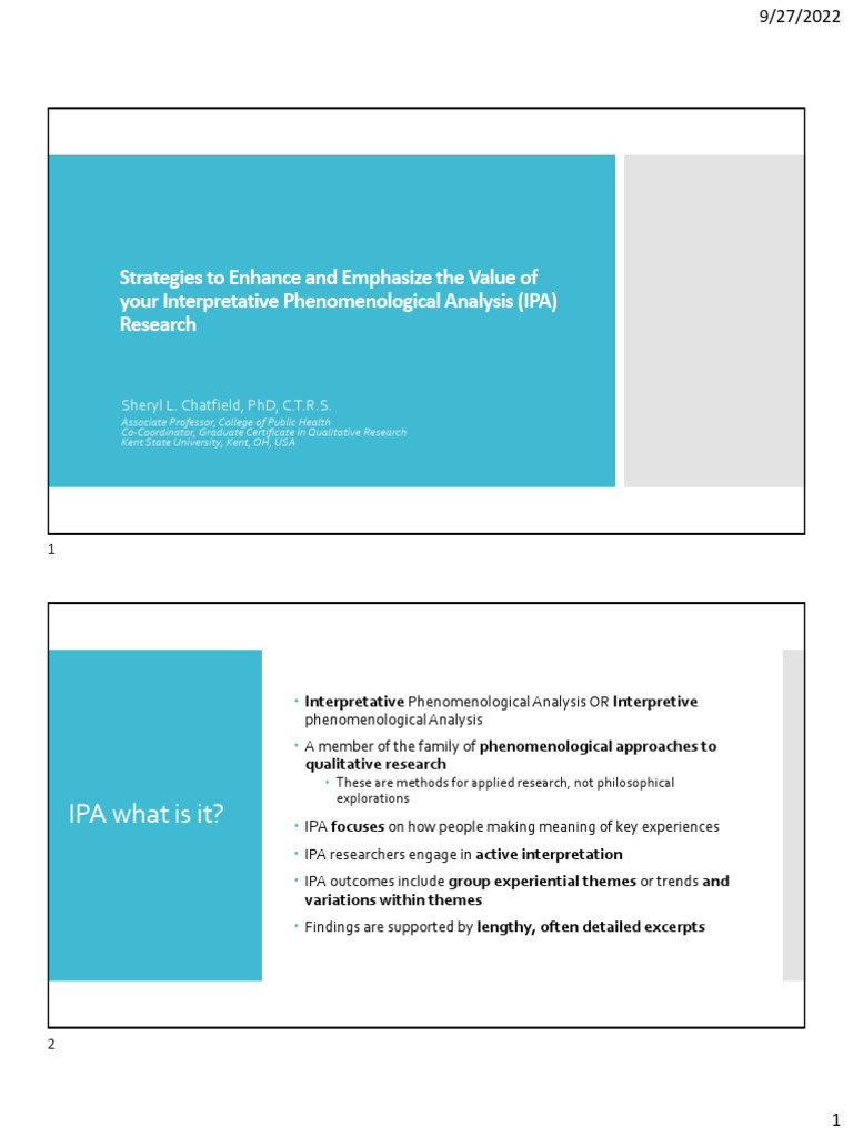 Optimizing Interpretative Phenomenological Analysis | PDF | Qualitative Research | Psychotherapy