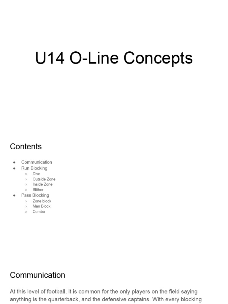 O-Line & Run Concepts | PDF | Team Sports | American Football