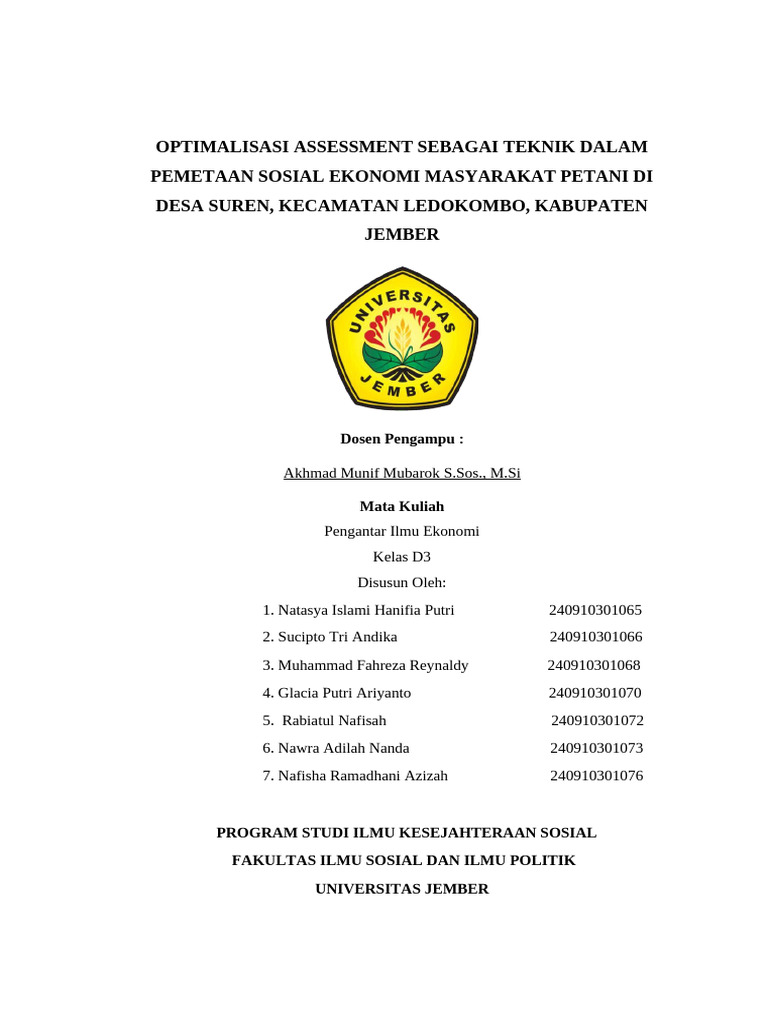 Assesment Sebagai Teknik Dalam Memetakan Potensi Sosial Dan Ekonomi Masyarakat Final | PDF
