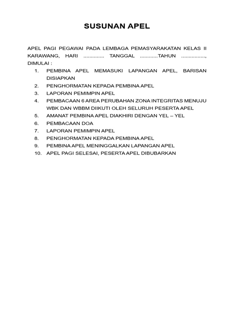Teks MC Dan Doa Apel Pagi | PDF