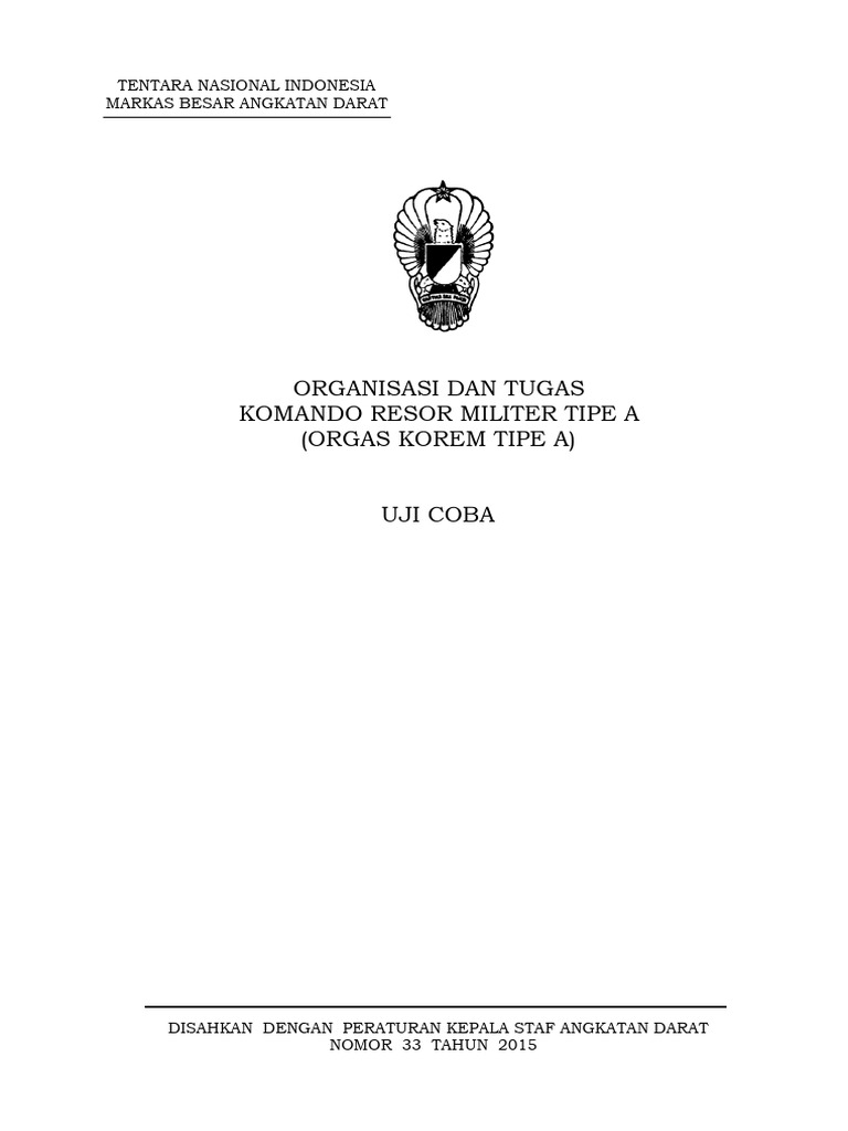 Organisasi & Tugas Korem Tipe A | PDF