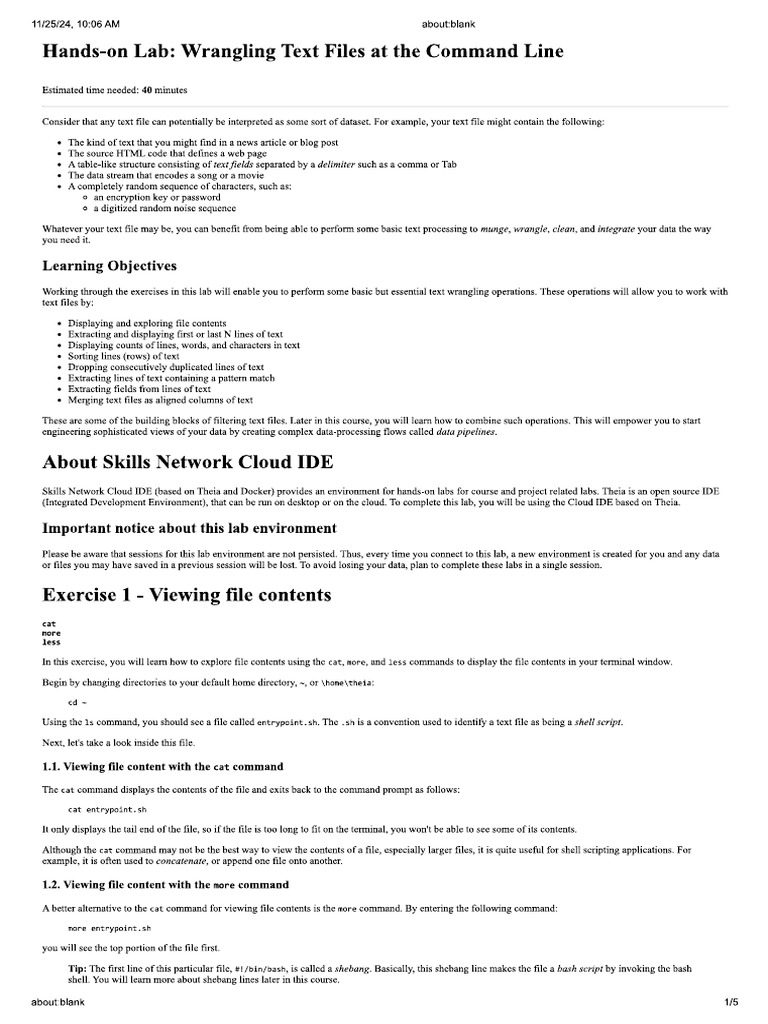 Wrangling Text Files at The Command Line | PDF