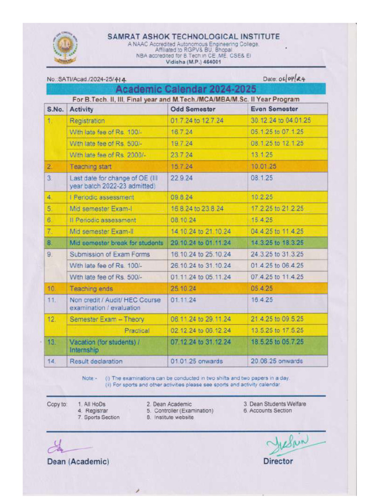 Academic Activity and Sports Calendar 24-25 | PDF