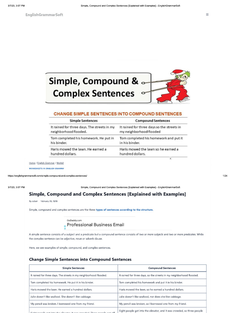 Simple compund complex sentences 04 | PDF