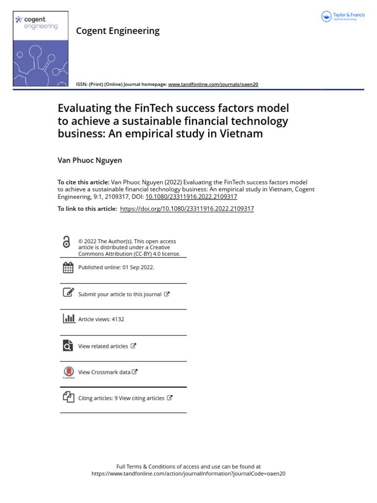 Evaluating the FinTech success factors model to achieve a sustainable financial technology ...