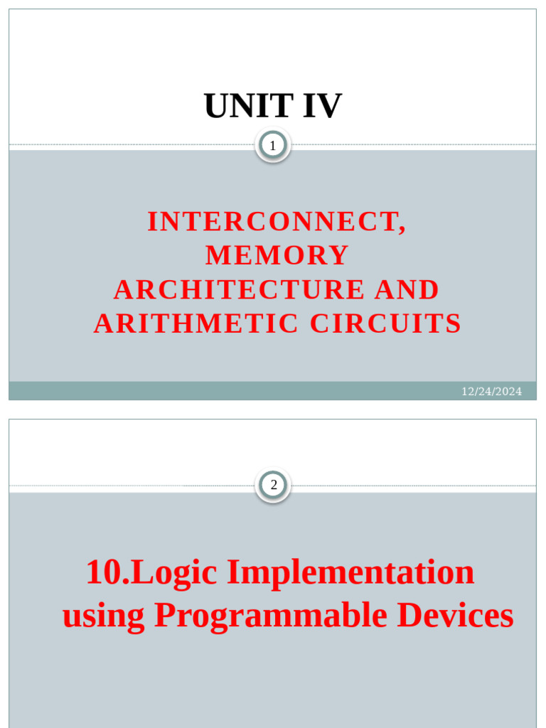 UNIT IV-1 | PDF | Capacitance | Field Programmable Gate Array