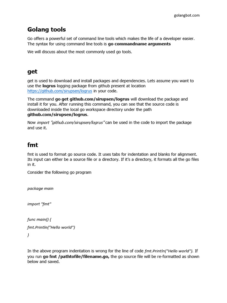 Essential Golang Command Line Tools | PDF | Computer Engineering | Computer Science