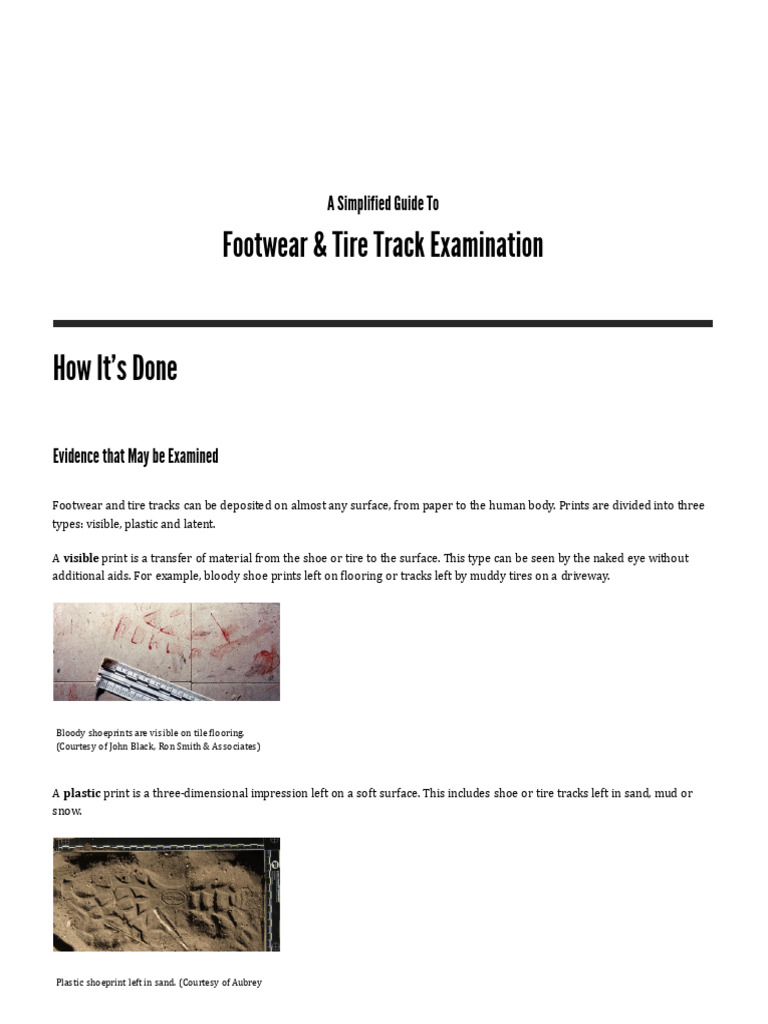 Footwear & Tire Track Examination_ How It’s Done | PDF | Crime Scene ...