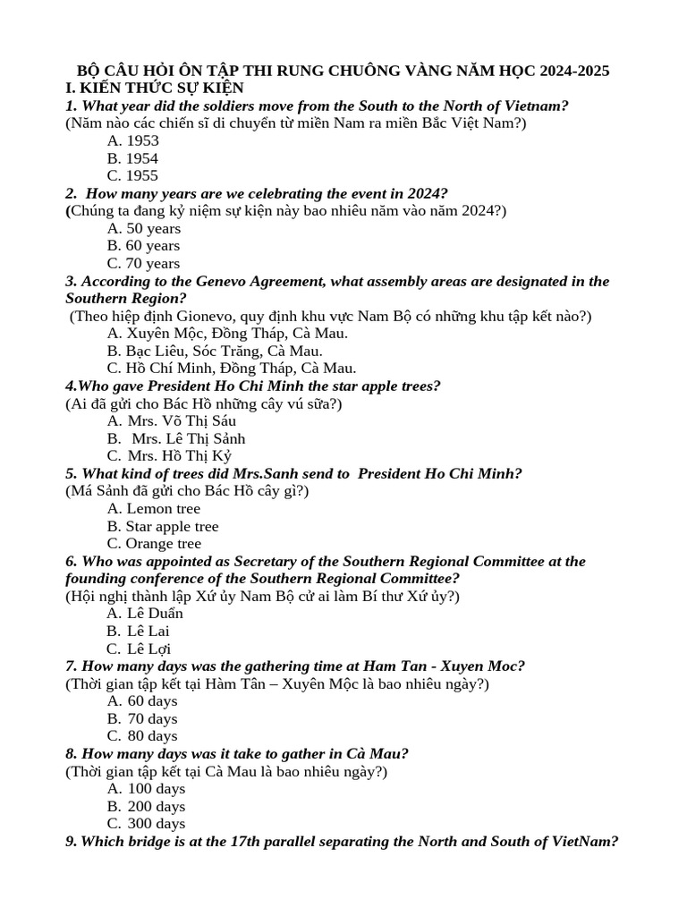 Bộ Câu Hỏi Rcv Tổng Hợp | PDF | Ho Chi Minh | Vietnam