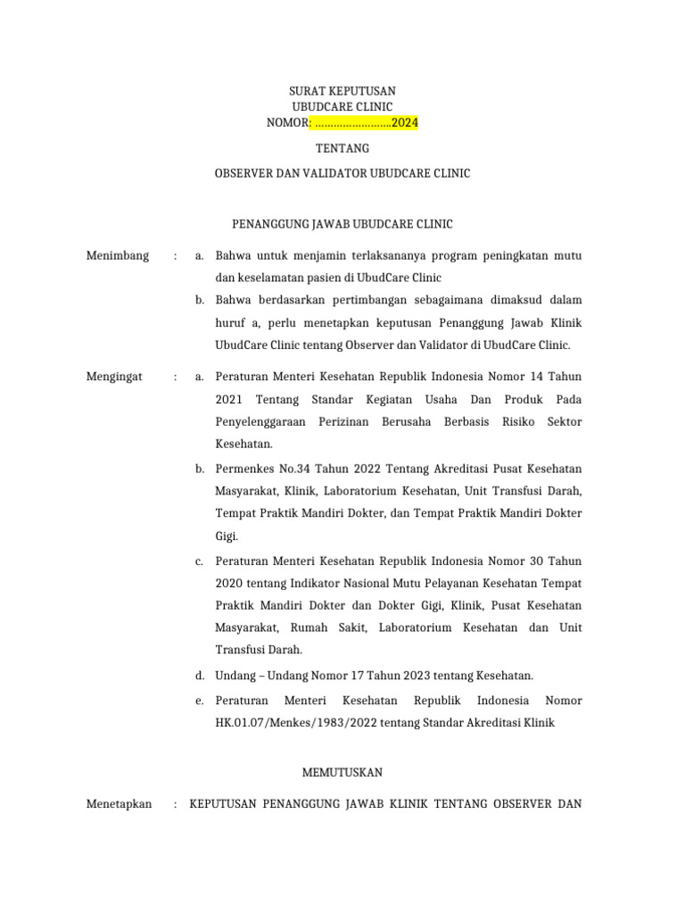 Keputusan Observer & Validator UbudCare | PDF