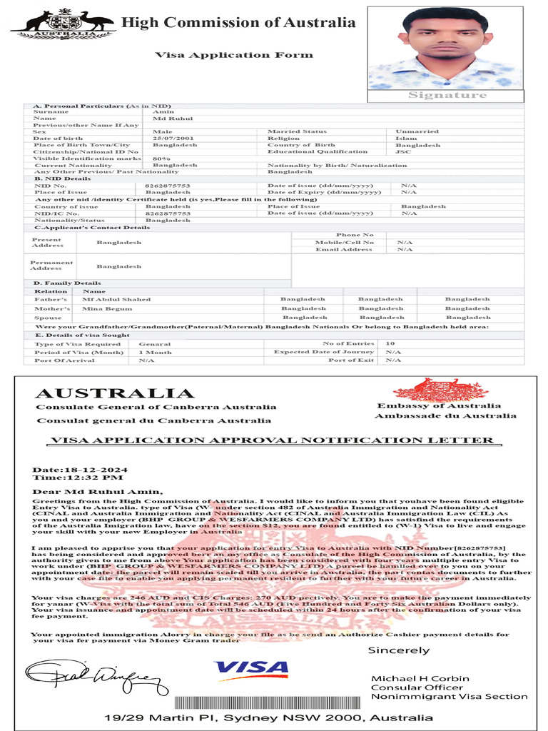 MD Ruhul Amin-Application | PDF | Travel Visa | Immigration