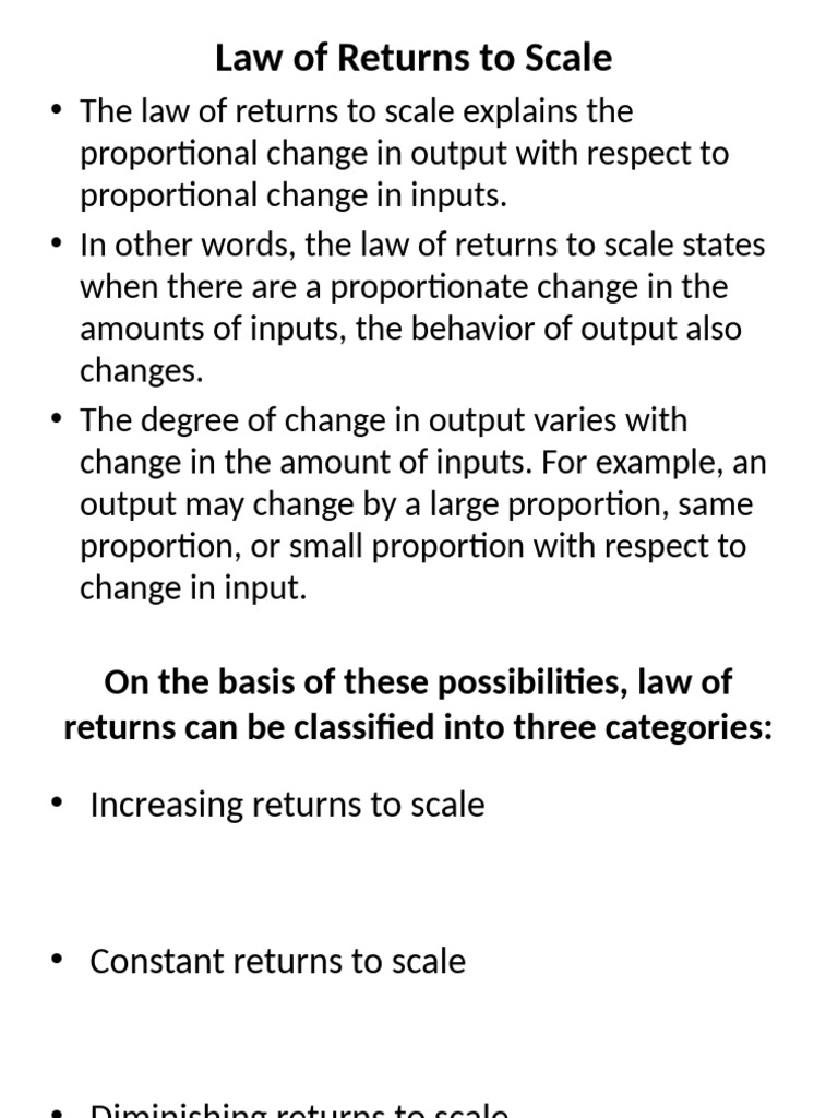 Law of Returns To Scale | PDF | Economics | Economies