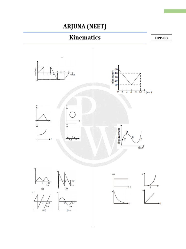 Kinematics: DPP 08 (of Lec 13) | PDF | Velocity | Kinematics Kinematics: DPP 08 (of Lec 13) | PDF | Velocity | Kinematics