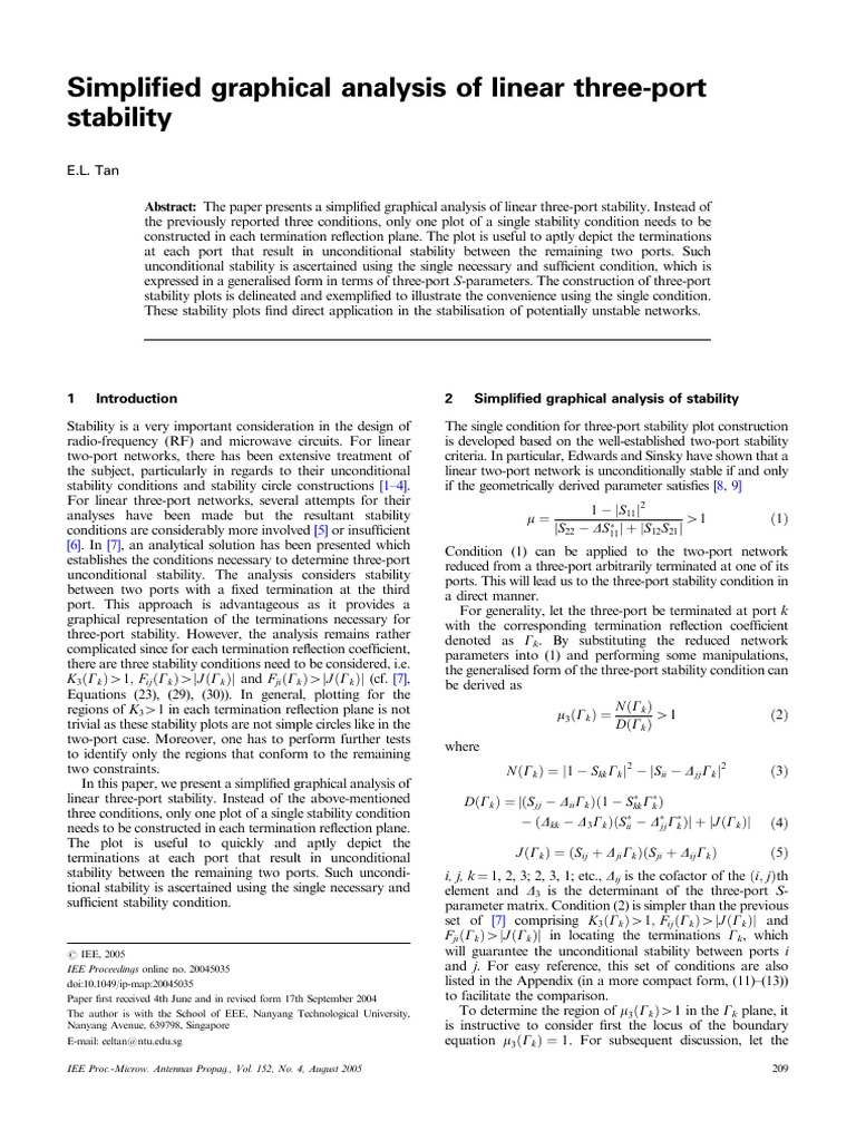 Simplified Three-Port Stability Analysis | PDF | Circle | Applied ...