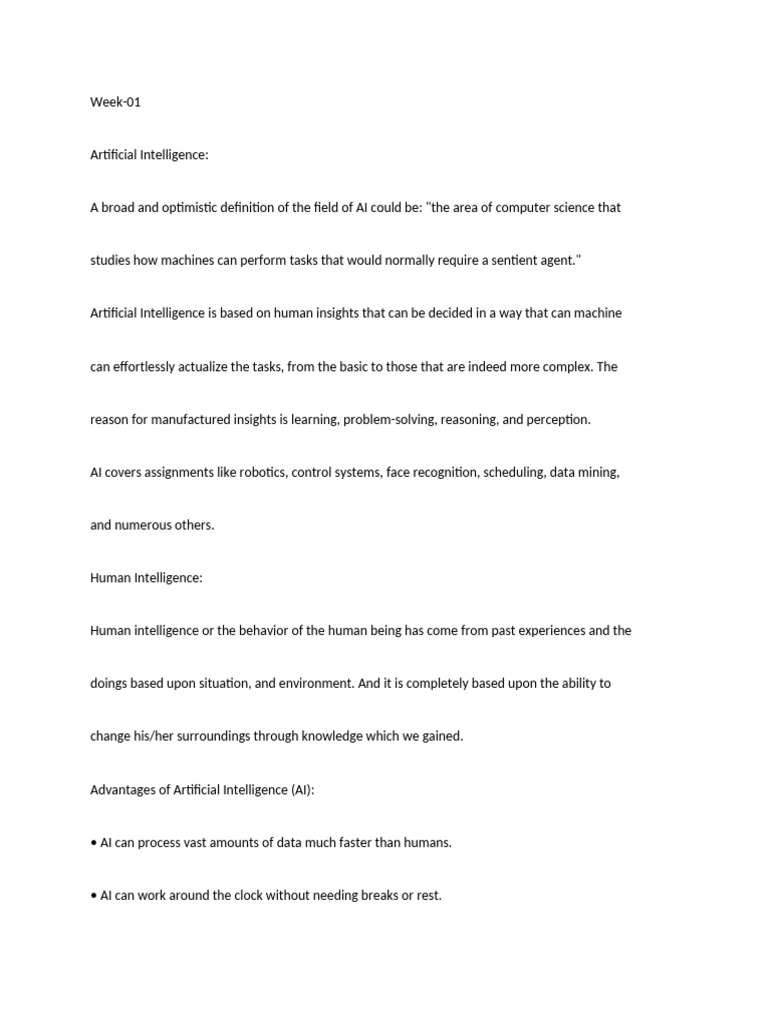 Artificial Intelligence Week 1 | PDF