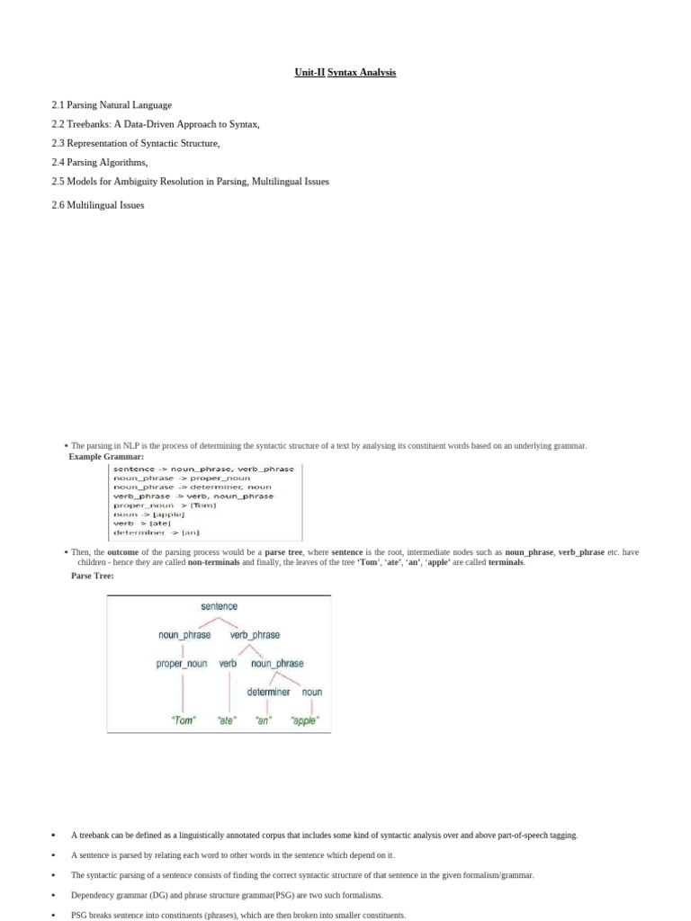 NLP UNIT-II | PDF | Parsing | Syntax NLP UNIT-II | PDF | Parsing | Syntax