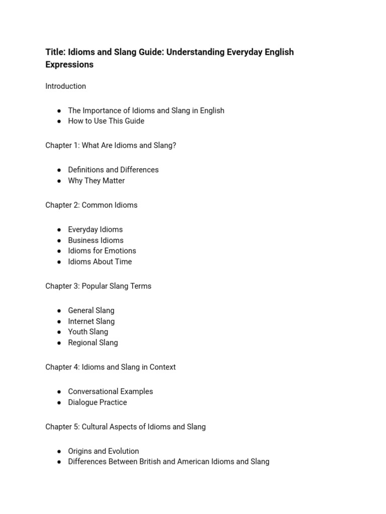 Idioms and Slang Guide - Understanding Everyday English Expressions ...