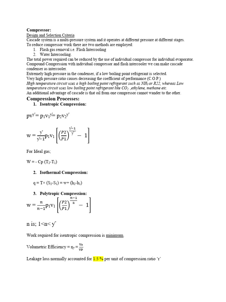 Design Sheet of Refrigerator Compressor | PDF