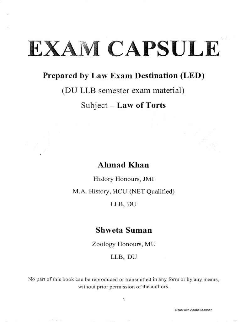 Tort Exam Capsule | PDF