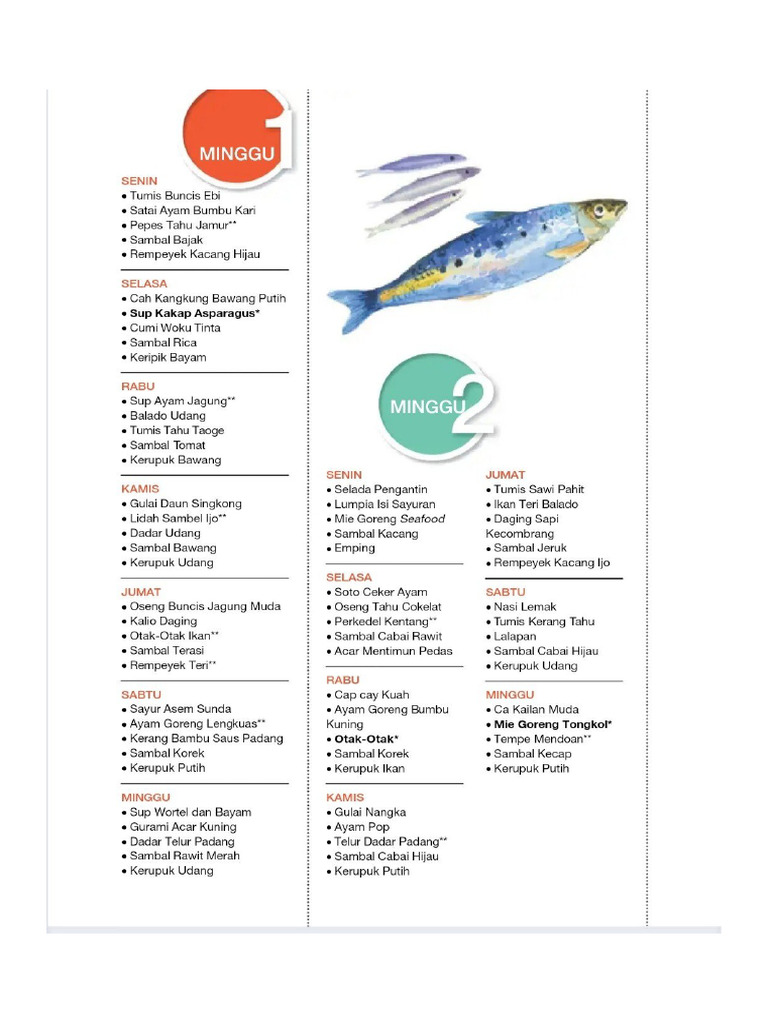 Menu Ahad 1 Dan 2 | PDF