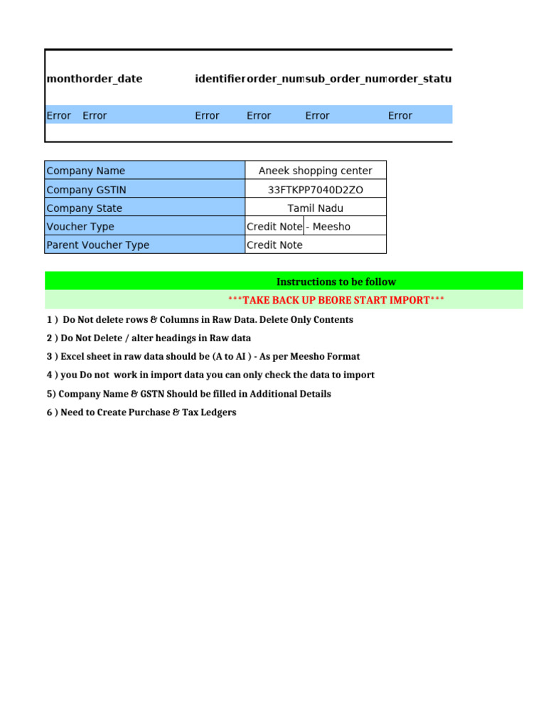 Meesho Credit Note Import Model - Final | PDF | Payments | Taxes