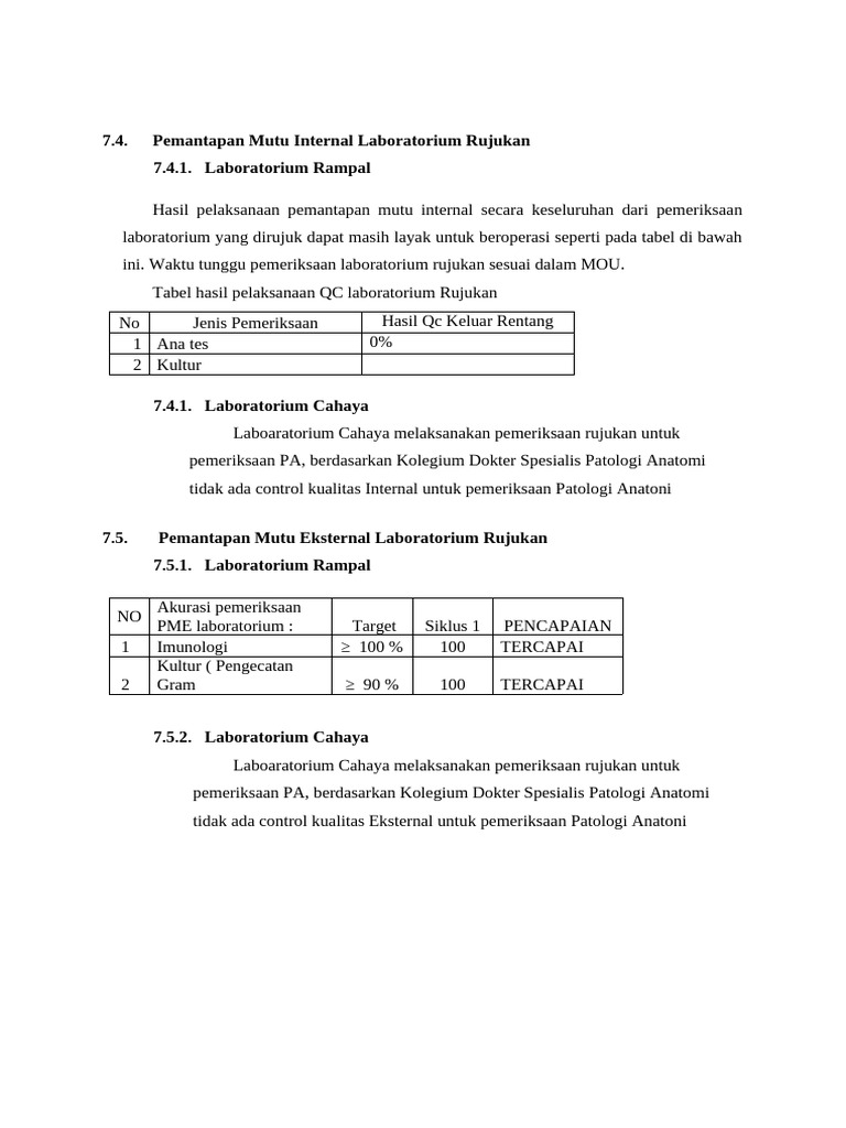 Evaluasi Pemantapan Mutu Internal Labora | PDF
