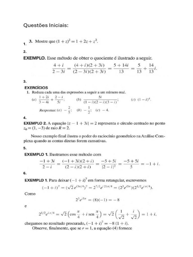 Exercicios COMPLEXOS | PDF