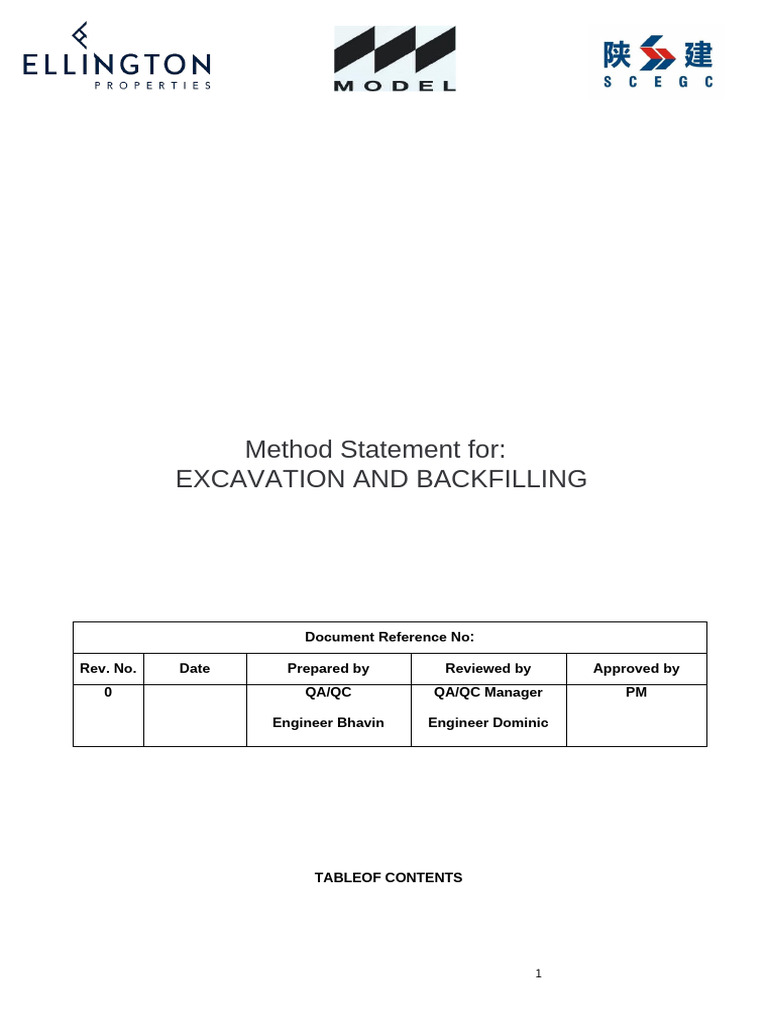 Excavation and Backfilling Method Statement | PDF | Traffic | Personal Protective Equipment