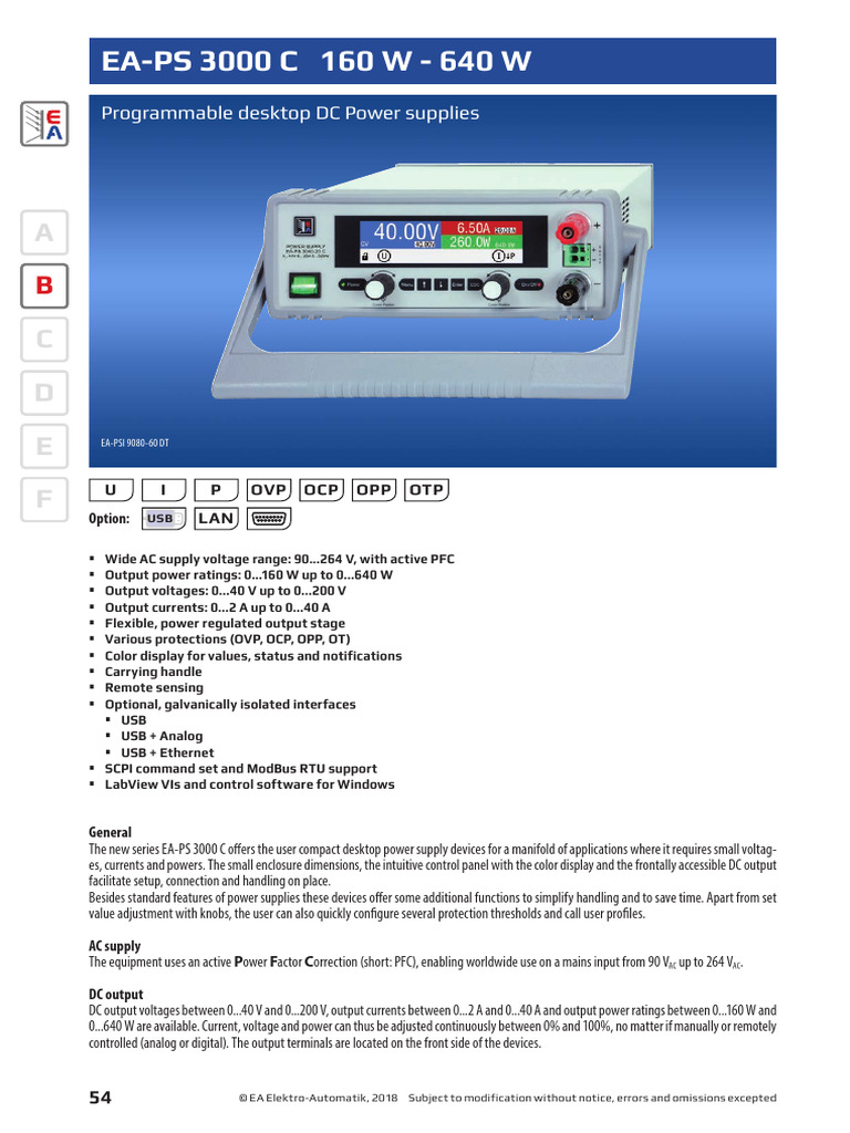 EA-PS 3000 C Power Supply Overview | PDF | Power Supply | Usb