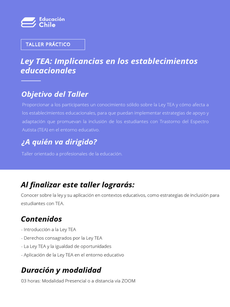 Taller Ley Tea Implicancias en Los Establecimientos Educacionales | PDF ...
